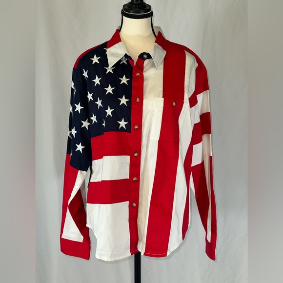 Scully | Tops | Nwt Scully Western American Flag Patriotic Button Up ...